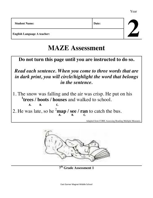 CORE Maze 7A & 7B.pdf - Secondary Literacy Coaches Wiki