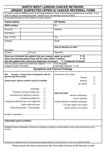 Upper GI Referral form - Nwlcn.nhs.uk