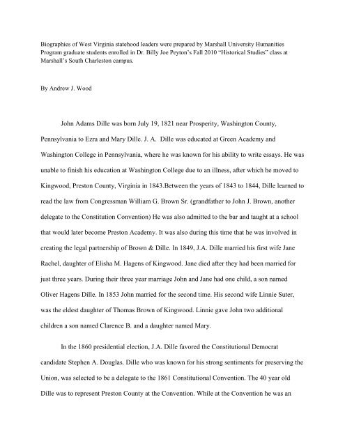 John Dille - West Virginia Division of Culture and History