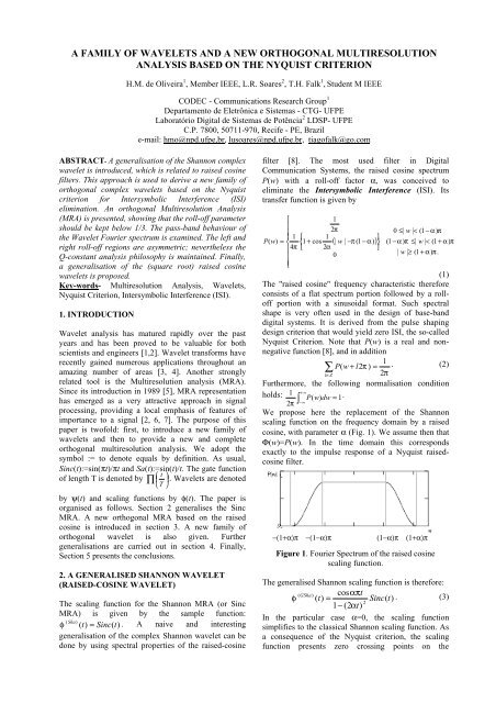 a family of wavelets and a new orthogonal ... - MuSAE Lab