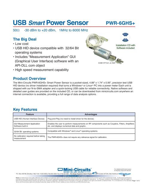 PWR-6GHS+ USB Smart Power Sensor