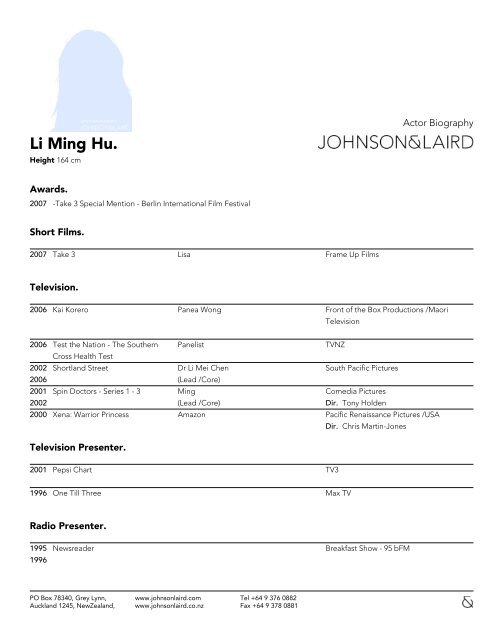 Li Ming Hu. - Johnson & Laird