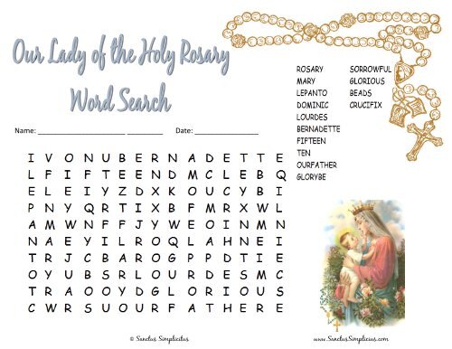 Rosary Word Searches - Sanctus Simplicitus