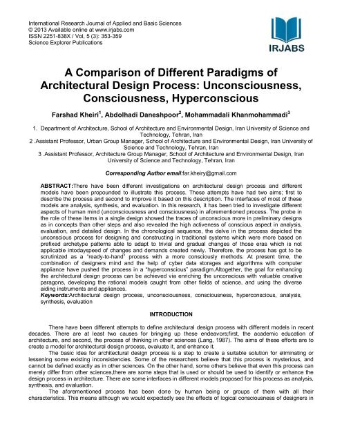 A Comparison of Different Paradigms of Architectural Design Process