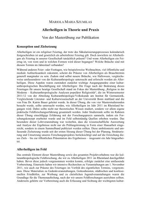 MARIOLA MARIA SZUMILAS Allerheiligen in Theorie und Praxis ...