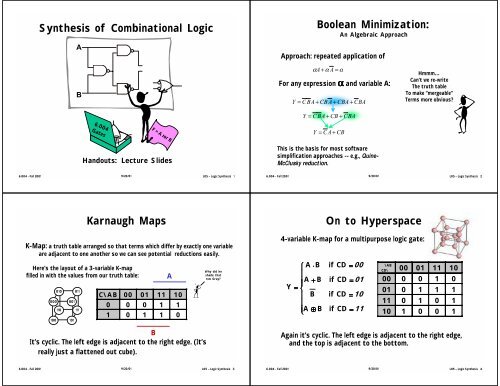 Synthesis Of Combinational Logic Boolean Minimization 6004