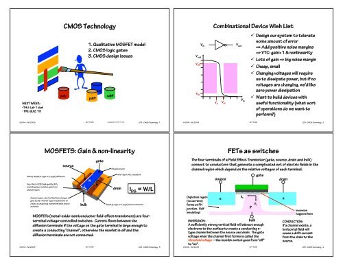 CMOS Technology MOSFETS: Gain & non-linearity ... - 6.004 - MIT CMOS Technology MOSFETS: Gain & non-linearity ... - 6.004 - MIT