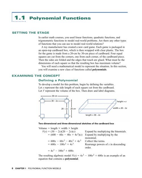 1.1 Polynomial Functions