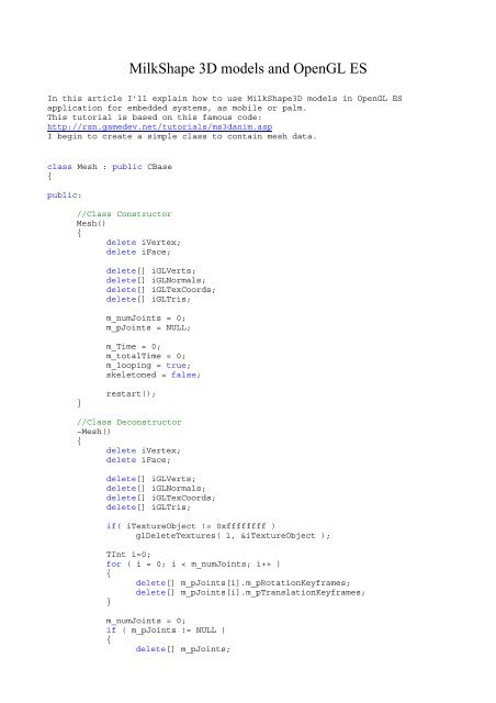 Milkshape 3d Models And Opengl Es Gentsit