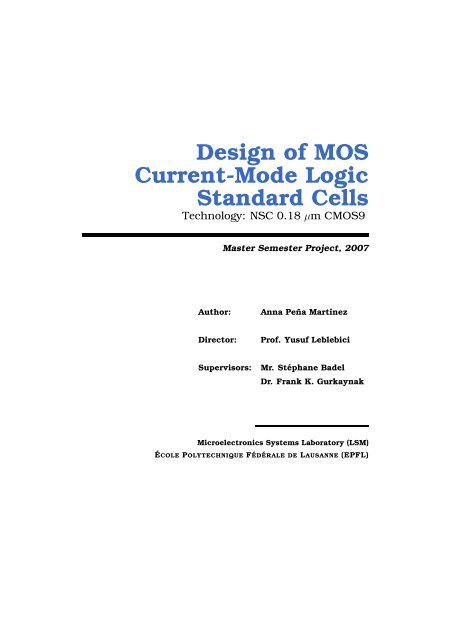 Design of MOS Current-Mode Logic Standard Cells - Microelectronic ...