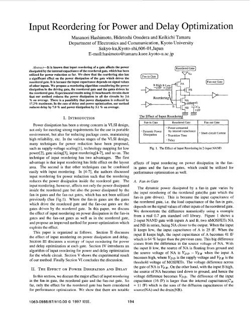 Input Reordering For Power And Delay Optimization Ieee Xplore