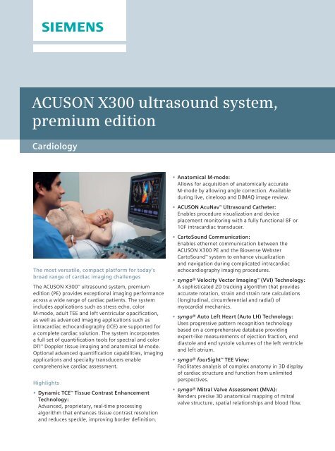ACUSON X300 PE Cardiology - Siemens Medical Solutions