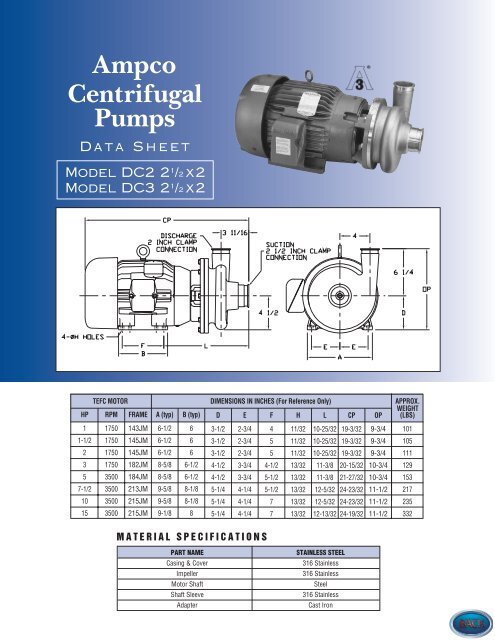 D Series Data Sheets.pdf - Ampco Pumps Company