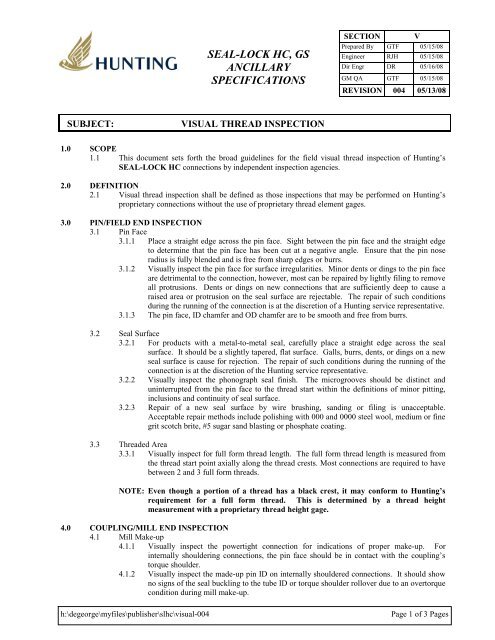 Visual Thread Inspection (47kb) PDF - Products & Services