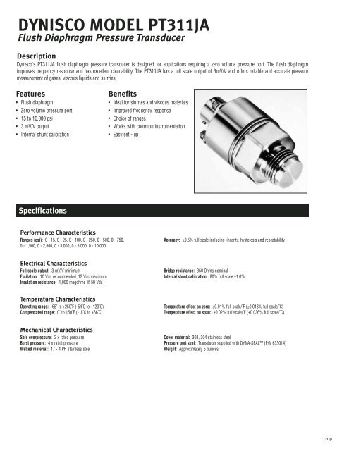 DYNISCO MODEL PT311JA - Dynisco Instruments
