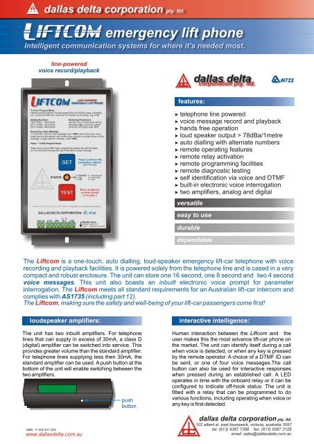 liftcom mkii - emergency lift phones - Dallas Delta