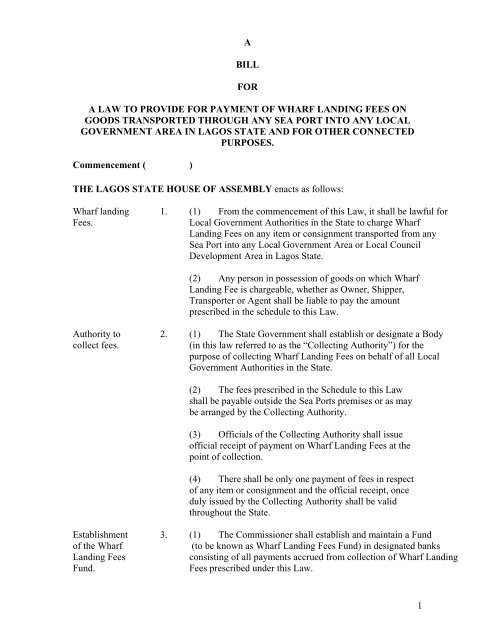 Download Bill - the Lagos State House of Assembly Website