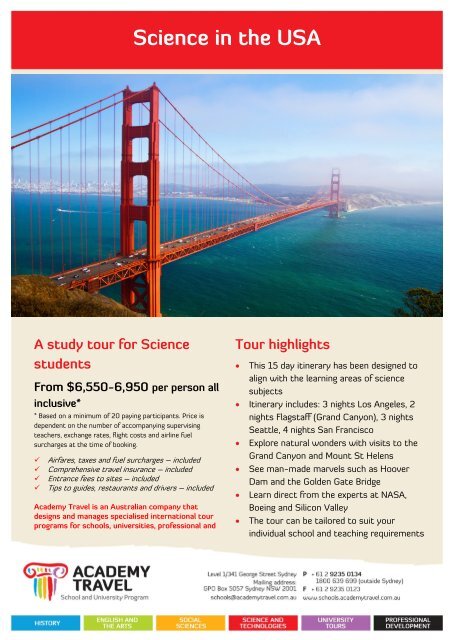 Download the itinerary for this tour (PDF) - School Tours - Academy ...