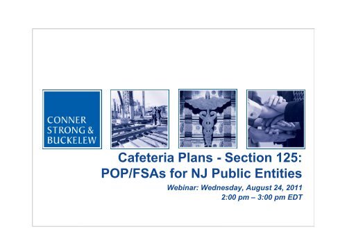 Cafeteria Plans - Section 125: POP/FSAs for NJ Public Entities