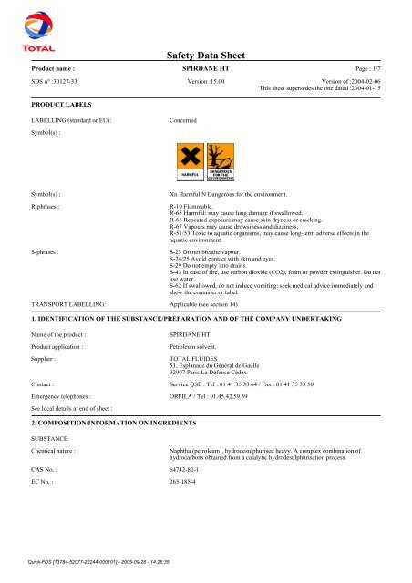 SPIRDANE HT - Safety Data Sheet - Delkol