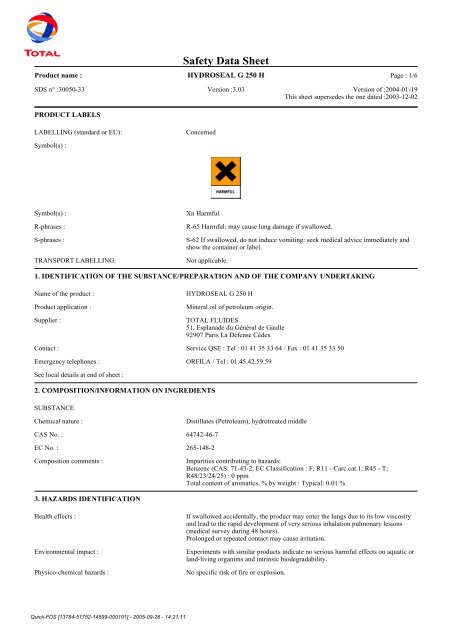 HYDROSEAL G 250 H - Safety Data Sheet - Delkol