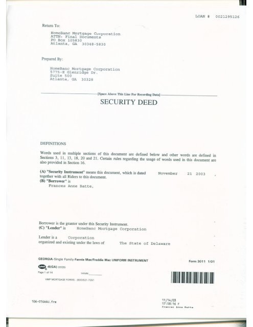 Security Deed - Operation Restoration