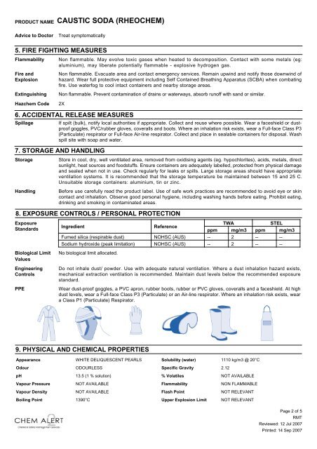 PRODUCT NAME CAUSTIC SODA