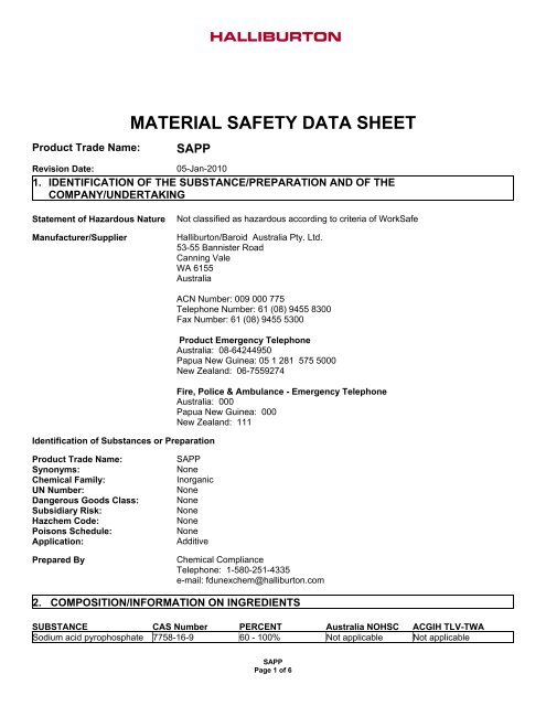 MSDS - SAPP (Halliburton) - Santos