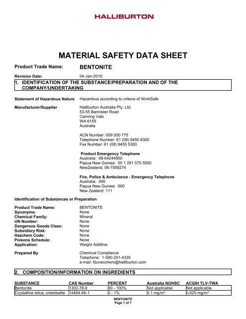 MSDS - Bentonite - Santos