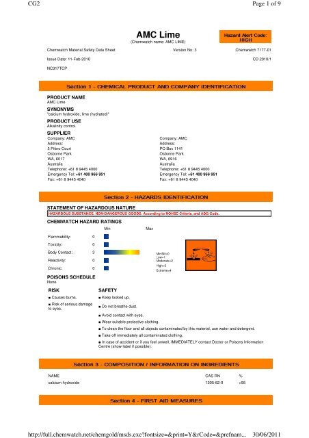 MSDS - AMC Lime - Santos