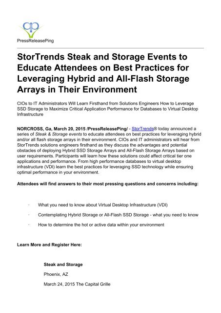 StorTrends Steak and Storage Events to Educate Attendees on Best ...