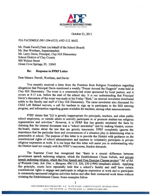 Letter - Alliance Defending Freedom Media