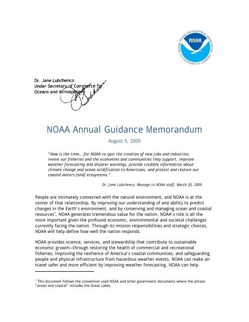 NOAA Annual Guidance Memorandum - NOAA Office of Program ...