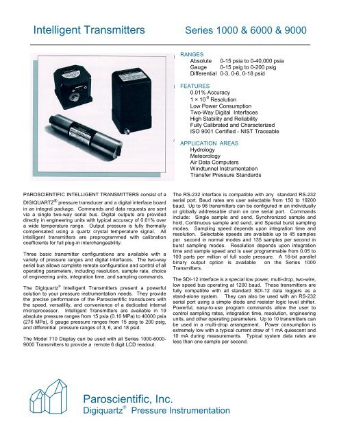 Paroscientific, Inc. Intelligent Transmitters