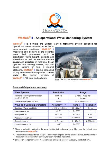 WaMoS II - An operational Wave Monitoring System