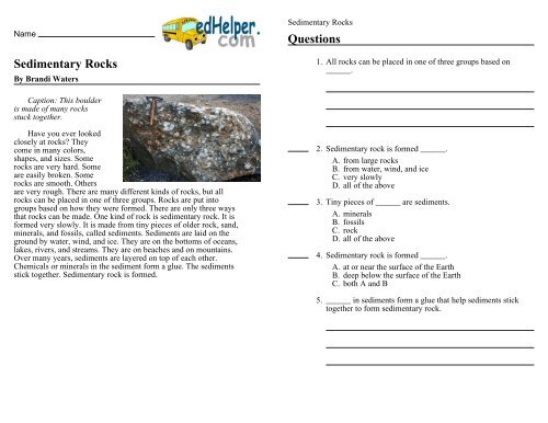 sedimentary rock reading