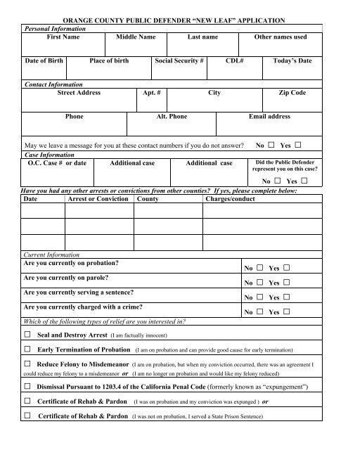 Download "Early Probation Termination" application forms