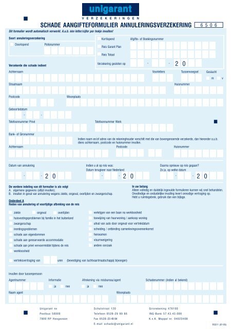 Download hier het schadeformulier annuleringsverzekering (pdf)