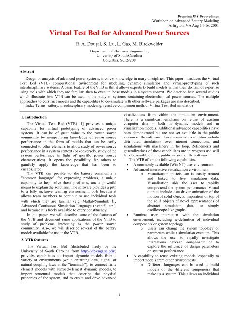 Virtual Test Bed for Advanced Power Sources - Power and Energy ...