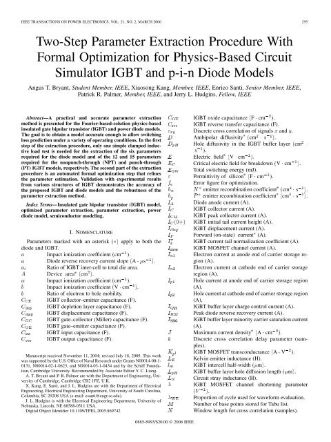 Two Step Parameter Extraction Procedure With Formal Optimization