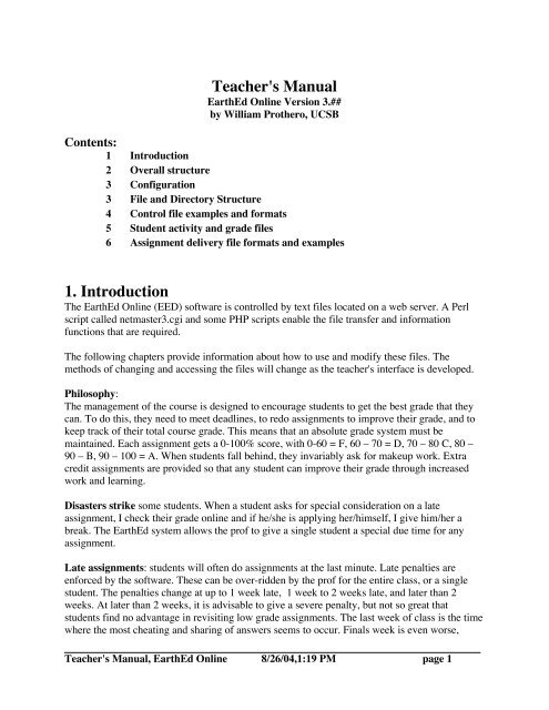 Teacher's Manual - Earth Science and Oceanography Education