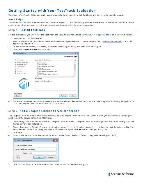 Getting Started with Your TestTrack Evaluation - Seapine Software