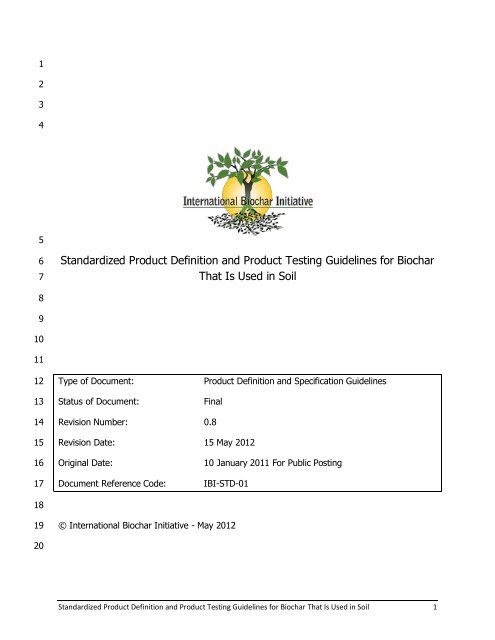 Standardized Product Definition and Product Testing Guidelines for ...