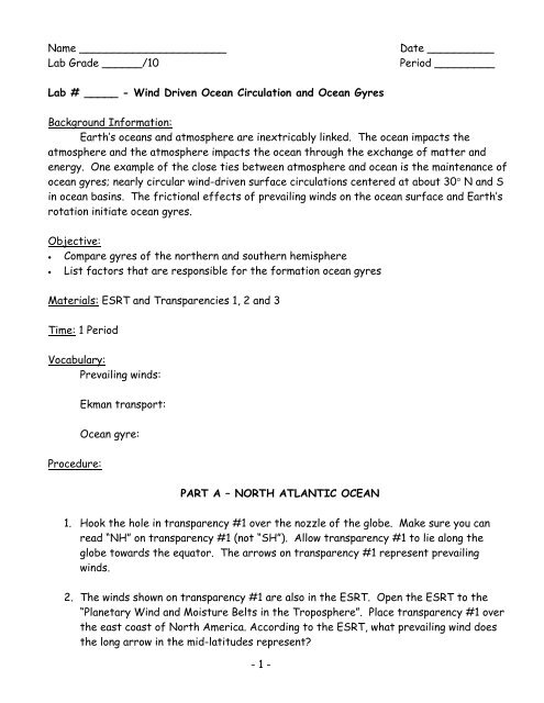 Wind-driven Ocean Circulation and Ocean Gyres