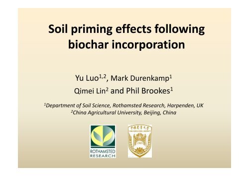 Soil priming effects following biochar incorporation - International ...