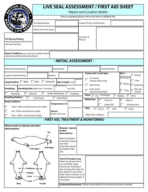 Live Seal Rescue Assessment Form