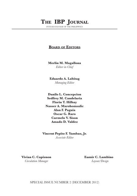 THE IBP JOURNAL - Integrated Bar of the Philippines