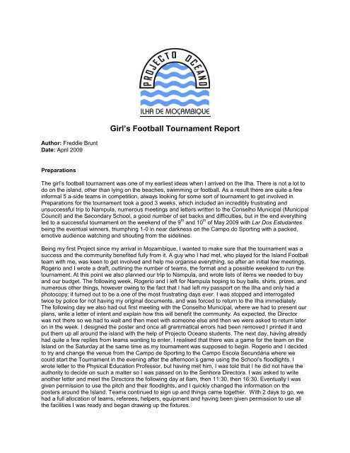 Girl's Football Tournament Report - azlera