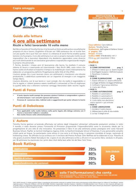 4 ore alla settimana - OneMinuteClub