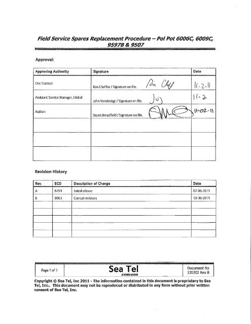Field Service Procedure - Replacement Pol Pot Kit, 6006C, 6009C ...